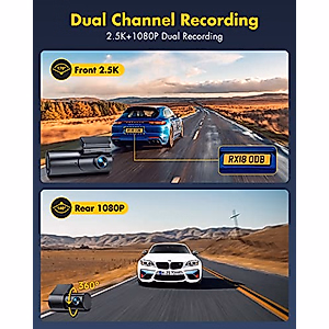 Dash Cam Front and Rear Camera, 4K/2.5K Full Dashcams for Cars with 64GB SD Card, WiFi & App Control, Night Vision, Parking Mode, G-Sensor, Loop Recording,WDR,170° Wide Angle