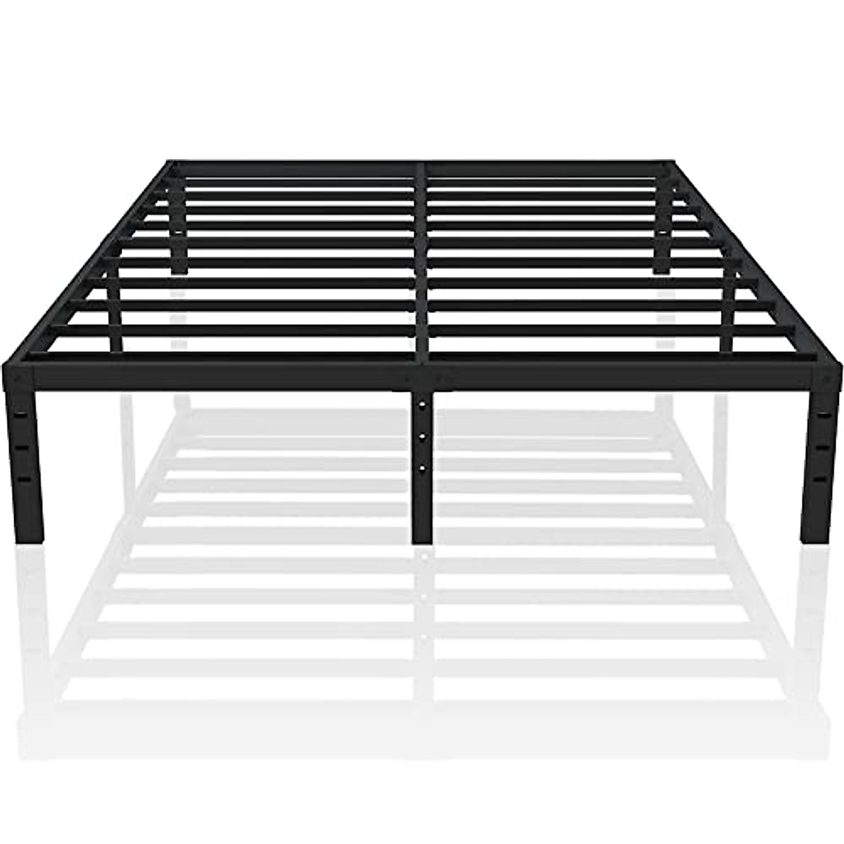 HiBed King Bed Frame, 14” Height Noise Free Metal Platform, Lightweight Heavy Duty Steel Support Up to 4500 lbs, Box Spring Free Design, Steel Slat Supports, Easy Assembly Tool-Free,Black