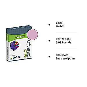 Universal 11212 Colored Paper, 20lb, 8-1/2 x 11, Orchid, 500 Sheets/Ream, UNV11212