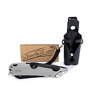 Modern Box Cutter for Food Industry with Stainless Steel Blades - High productivity and unique features with 100% guaranttee (4000 - Auto Retract, Gray)