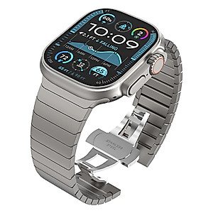 Ultra 2 Metal Bracelet Compatible with Apple Watch Ultra 2 / Ultra Metal Band 49mm for Men - Titanium Color Metal Bracelet