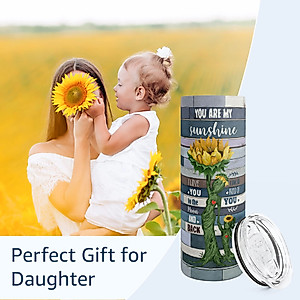 Macorner Gifts For Teenage Girl Daughter - Stainless Steel Sunflower Tumbler Skinny 20oz - Mothers Day Gifts for Daughter & Birthday, Christmas Gifts for Daughter from Mom