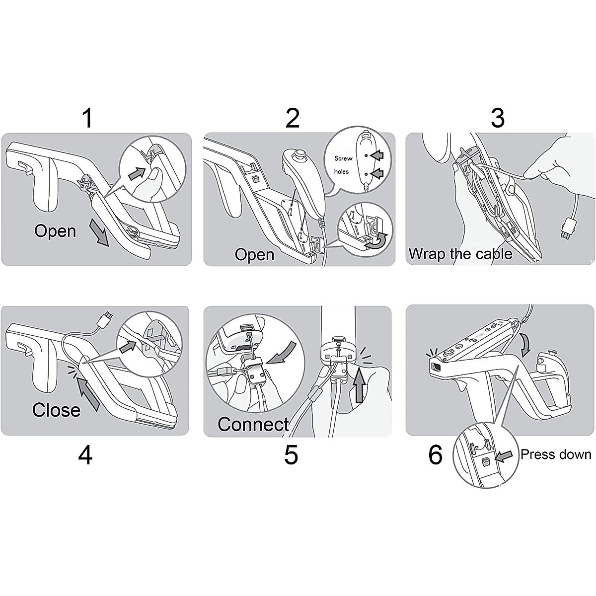 OSTENT Light Gun Attachment for Nintendo Wii Remote Nunchuck Shoot Sport Games