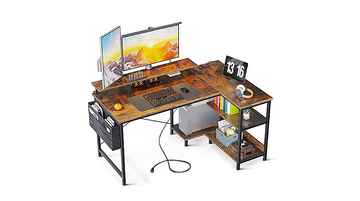 ODK 48 Inch L-Shaped Computer Desk with USB Ports