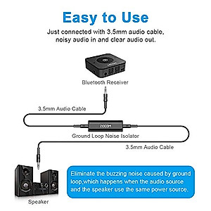 ZIOCOM Ground Loop Noise Isolator, Noise Filter, Eliminate The Buzzing Noise for Your Car Audio System/Home Stereo with Jack 3.5mm Audio Cable
