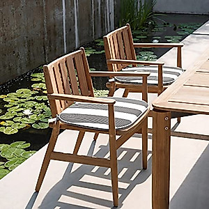 TWLEAR Indoor/Outdoor Chair Cushions 16x17 Inch, Patio Chair Cushions with Ties, All Weather Seat Cushions for Patio Furniture Home Garden Chair Use, Set of 4, Stripe Cabana Black