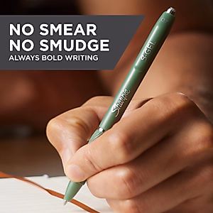 SHARPIE S-Gel, Gel Pens, Drawing Pens, Gel Ink Pens For Journaling, Writing Pens, Coloring Pens, Medium Point Pens (0.7Mm), Green Barrel, Black Ink, 4 Count