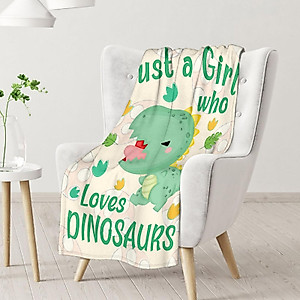 Dinosaur Blanket Gifts - 40"x50" Cute Throw Blanket for Girls - Green Soft Fuzzy Blankets for Bed, Couch & Living Room