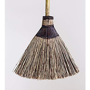 24" Short Elephant Eyelash Grass Natural Grass Broom Thai Broom Bamboo Stick Handle with Natural Holder in one Piece of Bamboo Housewarming Gift Cleaning Supplies Width of Sweeper Grass 7 - 8-inch