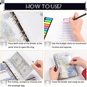 ChezMax Budget Binder,Envelope Tracker Set for Saving Money, A6 Size Cash Expense Envelopes with 1 DIY Sticker, 12 PCS Monthly Budgeting Planner & Money Organizer Pockets,1 3 Pockets Card Sheet