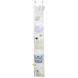 ALYER Hanging Storage Shower Caddy Organizer,Mesh Pockets for Bathroom,Closet,Pantry (White)