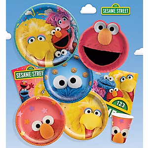 Sesame Street Birthday Party Supplies | Sesame Street Decorations | Sesame Street Tableware | Sesame Street Cake Plates | Sesame Street Balloons - Serves 16 Guests