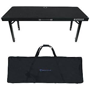 Rockville RTBL4 Adjustable Height DJ Table Folding Legs + Carry Bag 20" x 60"
