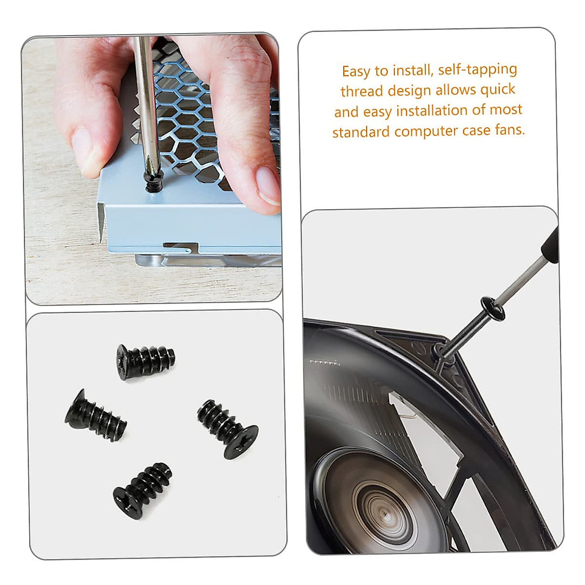 4 Sets Chassis Fan Screws Computer Case Screws Cooling Fan Screws Computer Fan Accessories Self Tapping Screw Fan Mount Screws Case Fan Screw Fan Mounting Screws Screw for Case Fan