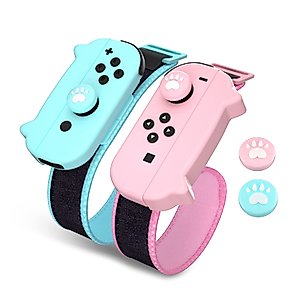 NANANINO Dance Switch Wristband, Wrist Bands for Dance Switch 2023 2022 2021 2020 2019, Adjustable Elastic Straps for Joy-Cons Controller - PinkBlue (2 Packs)
