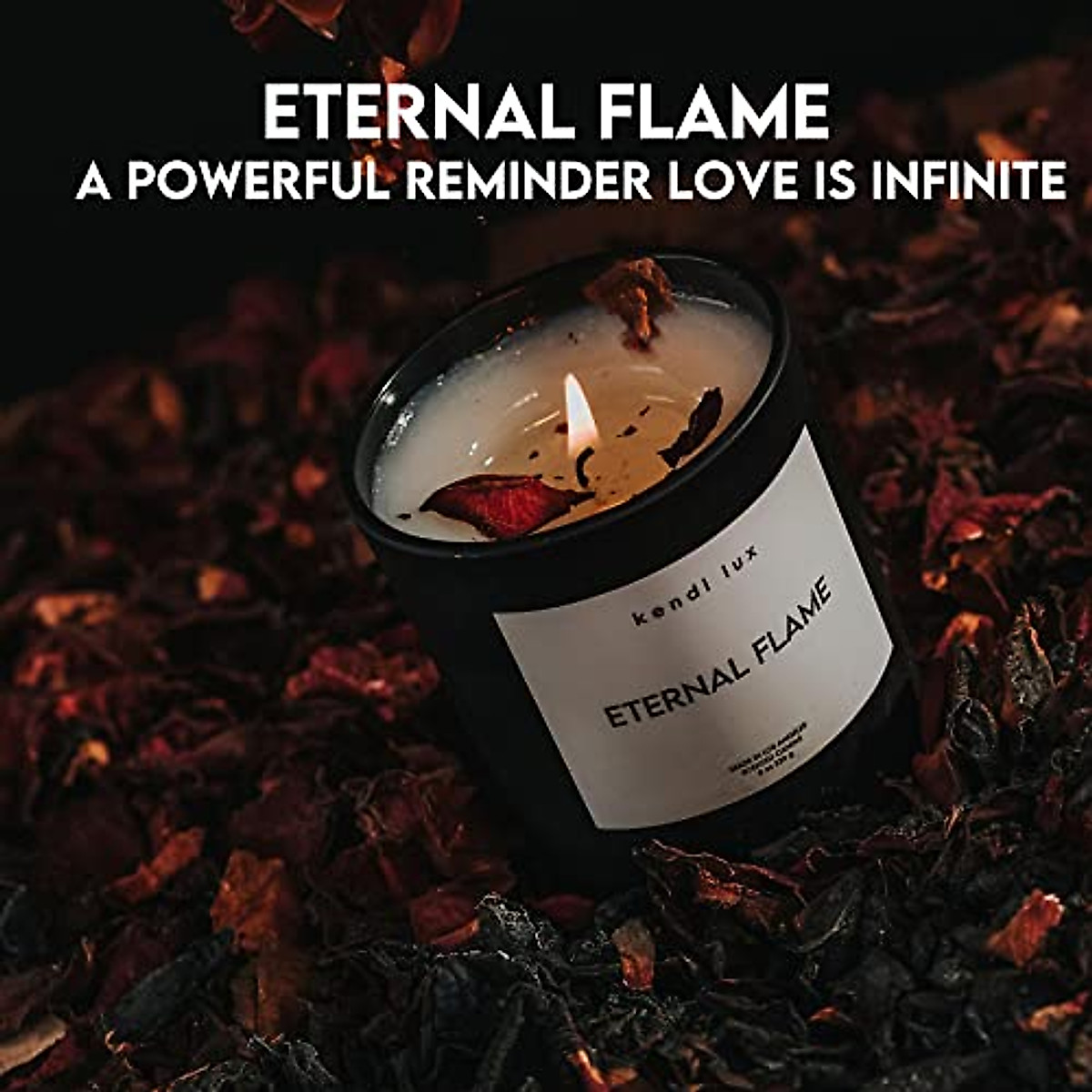 KENDI LUX | Luxury Scented Candles for Home | Jasmine Vanilla Scented Hand Poured Soy Blend Candle, Long Lasting 50 Hours Burn Time | Matte Black Jasmine Candle for Home 8 oz - Eternal Flame