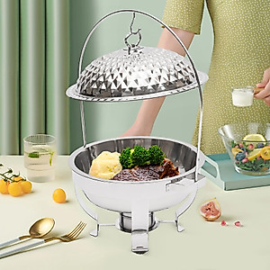 Chafing Dish Buffet Set Gold/Silver,4.5L Round Stainless Steel Chafer, Buffet Servers and Warmers Set Warming Tray for Wedding, Parties, Banquet, Events (Silver)