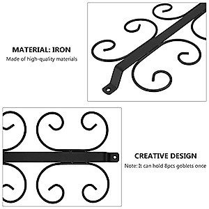 Alipis 3pcs Black Rack Down Storage Wine Iron Upside Glasses Slot Hanger Metal Hanging Gadget Racks Cup Home Restaurant Cabinet Holder Glass for Kitchen Goblet Drainage Draining