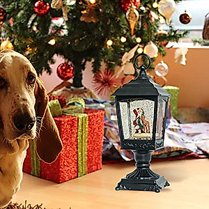 Eldnacele Christmas Musical Snow Globe Lantern Santa with 6H Timer, USB/Battery Operated Lighted Water Glittering Lantern for Adults and Kids Christmas Table Centerpiece Decoration