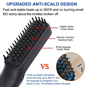 Beard Straightener, Heated Beard Brush with Beard Growth Oil Beard Straightening Brush Comb & Hair Beard Straightener Brush Heated Combs for Men Gifts for Dad Him Men