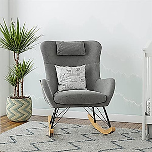 Baby Relax Cranbrook Rocker Accent Chair with Storage Pockets, Gray