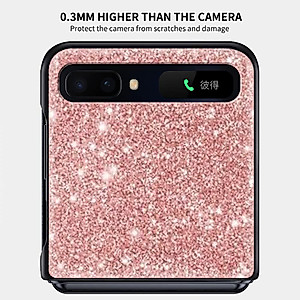 Gold Pink Rose Glitter Hearts Luxury Black Hard Case for Samsung Z Flip 3 Z Flip 4 5G Phone Case,Z5,for Z Flip 3 5G