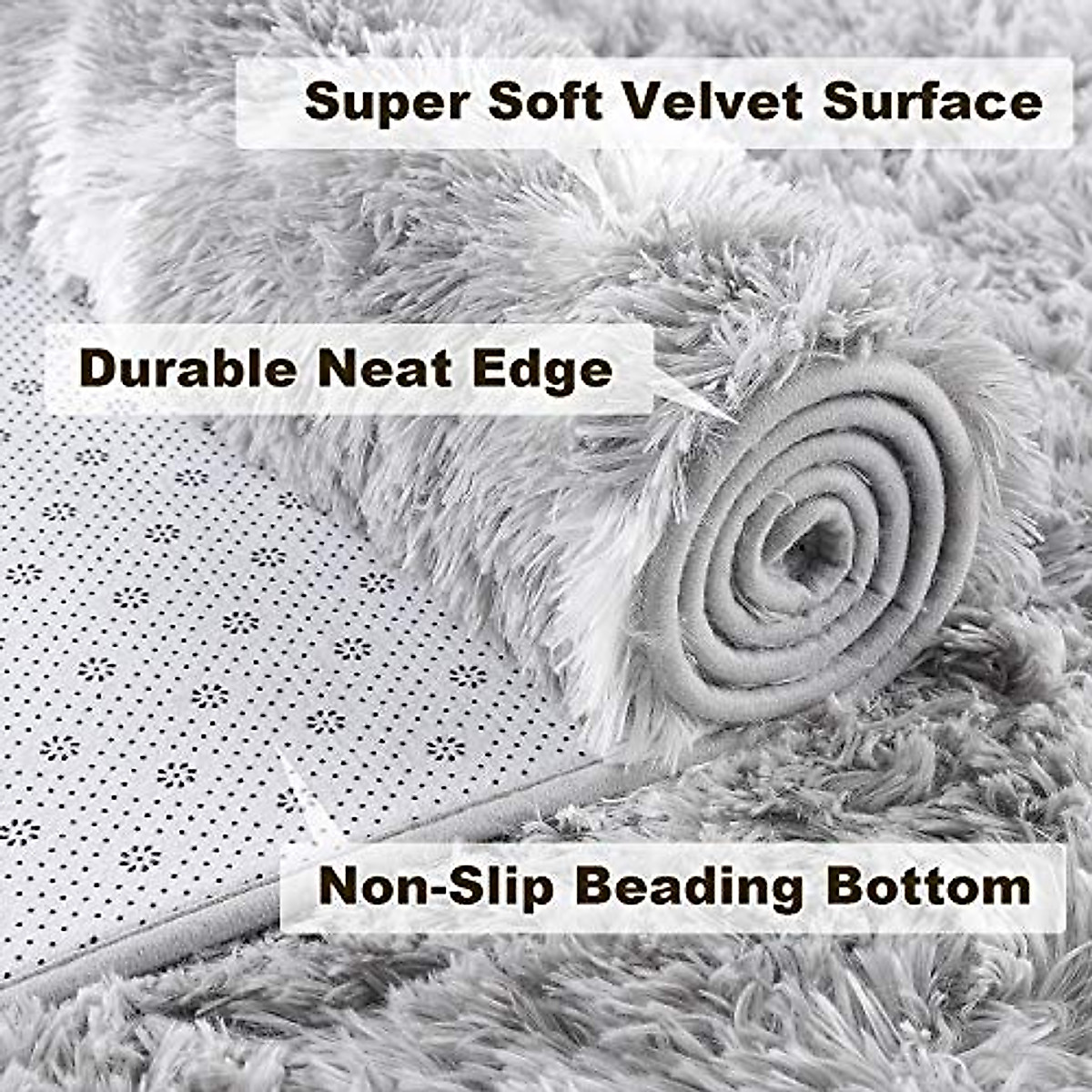 Merelax Fluffy Rug Modern Indoor Plush Bedroom Rug, Luxury Fuzzy Living Room Area Rug, Soft Geometric Moroccan Carpets for Boys Girls Kids Nursery Room 5x8, Grey