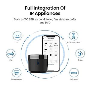 BroadLink RM4mini Smart Remote Hub with Sensor Cable -WiFi IR Blaster for TV Remote, Smart AC Controller, Works with Alexa/Google Home/IFTTT