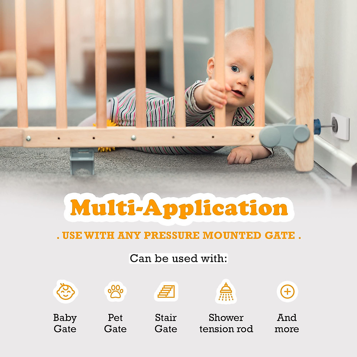 Wall Nanny - Baby Gate Wall Protector (Made in USA) Protect Walls from Pet Gates & Dog Gates - No Safety Hazard on Spindles - for Child Pressure Mounted Baby Gate for Stairs Cup Guard - White, 4 Pack