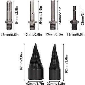 LightInTheBox 6pcs Firewood Log Splitter Drill Bit Removable Cones Wood Splitter Drill Bits Household Electric Split Cone Drill Woodworking 32-42mm for Hand Drill Stick