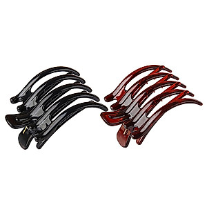 2Pcs Large Plastic Non-slip Hair Claw Clips Hairpin Clamp with Inner Teeth for Women Girls(Black+Brown)