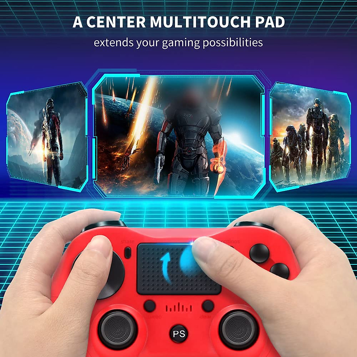 OKHAHA Controller for PS4 Wireless Controller for Playstation 4 Controller DoubleShock 4 Wireless Motion Sensor, Gifts for Kids Gifts for Girls, Magma Red