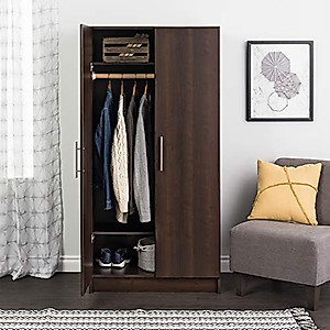 Prepac Elite 2 Door Wardrobe Cabinet, 32" W x 65" H x 20" D, Espresso