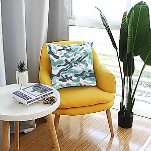 ZOEO Camo Camouflage Square Throw Pillow Covers Couch Decorative Pillow Cases Outdoor Sofa Cushion Cover Modern Decor for Bed Living Room 18" x 18"