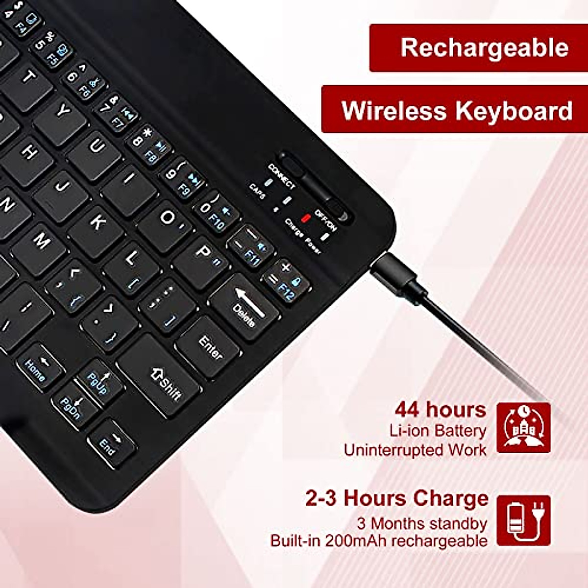 AOYODKG 2 in 1 Tablet 10 in, Android 11 Tablet Computer with Keyboard Bundle, 4GB+64GB, 5G & 2.4G WiFi Tablets PC, Dual Camera, 6000mAh, Mouse, Stylus (DGO-Red)