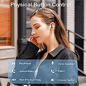 Mnvesz Wireless Open Ear Headphones, Wireless Bone Conduction Headphones Open Ear Clip Headphones Bluetooth, Clip On Wireless Earbuds Headphones Cycling Running Workout Ear Buds (Black)