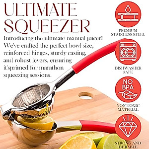 Bellemain Citrus Juicer | Metal Lemon Squeezer | Lime and Lemon Juicer Stainless Steel with Silicone Handles | Manual Juicer, Citrus Squeezer, Hand Held Juicer | Bar Juicer for Bartender Accessories