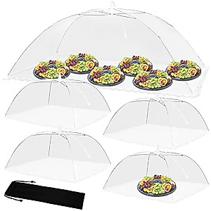 HBlife Mesh Food Covers for Ouside, Jumbo Pop-Up Food Cover 40''X24'' with 4 Standard 17''X17'' Food Tent, Reusable and Collapsible Food Covers for Picnics, Outdoor Camping, Parties, BBQ