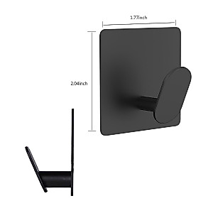 EDMILE Adhesive Hooks Wall Hooks, Adhesive Towel Hooks Stick on Towel Hanger Wall Holder, No Drill Hooks, Towel Coat Hat Hook Rack Wall Mount for Hanging Bathroom 6-Packs, Black