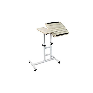 Mind Reader Rolling Standing Desk Home Office Laptop Workstation Locking Wheels Adjustable Angle, White, Wood