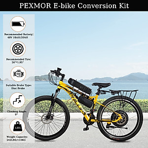 PEXMOR Electric Bike Conversion Kit, 48V 1200W 26" Front Wheel E-Bike Conversion Kit, Ebike Hub Motor Kit Upgrade 3 Mode Controller w/PAS/LCD Display/Twist Throttle Electric Bicycle Ebike Kit