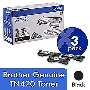 Brother Genuine TN420 3-Pack Standard Yield Black Toner Cartridge with Approximately 1,200 Page Yield/Cartridge