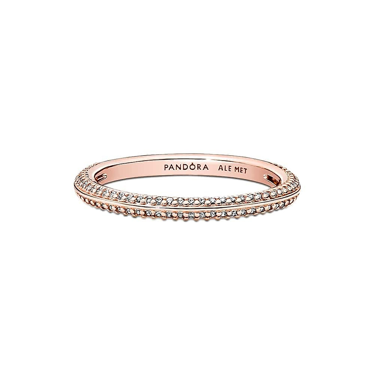 Pandora ME Pavé Ring - Rose Gold Ring for Women - Layering or Stackable Ring - Gift for Her - 14k Rose Gold-Plated Rose with Cubic Zirconia - Size 5