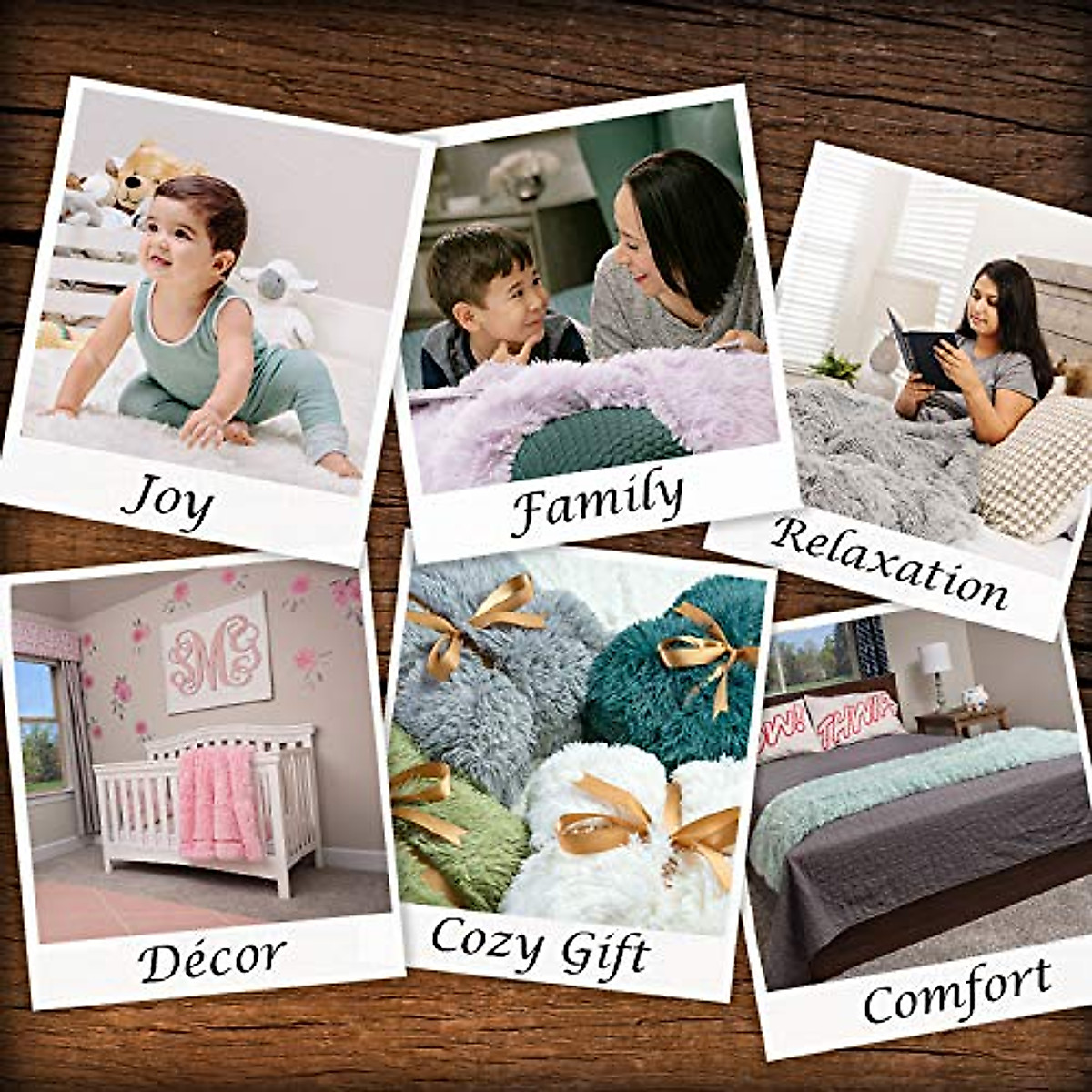 Chanasya Fuzzy Shaggy Faux Fur Throw Blanket and Pillow Cover 3-Piece Set - Lightweight Plush Sherpa Throw (50x65 Inches) and 2 Matching Throw Pillow Covers (18x18 Inches) for Bed Couch - Creme