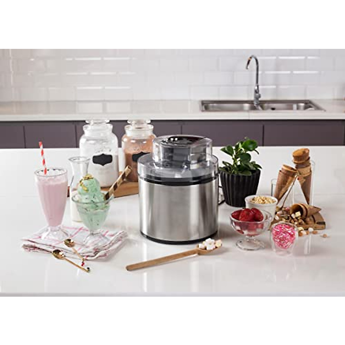 Tylr 2 Quarts Ice Cream Maker, Sorbet, Yogurt, Milkshakes, Smoothie and more, with One Touch program in as little as 20 minutes.