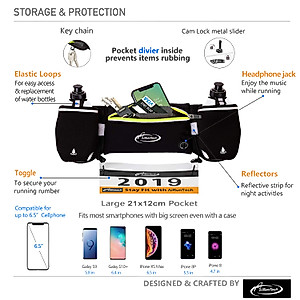 AiRunTech Running Belt with Water Bottles No Bounce Hydration Belts Can be Cut to Size Design Strap for Runners(2 * 6 OZ bottles)