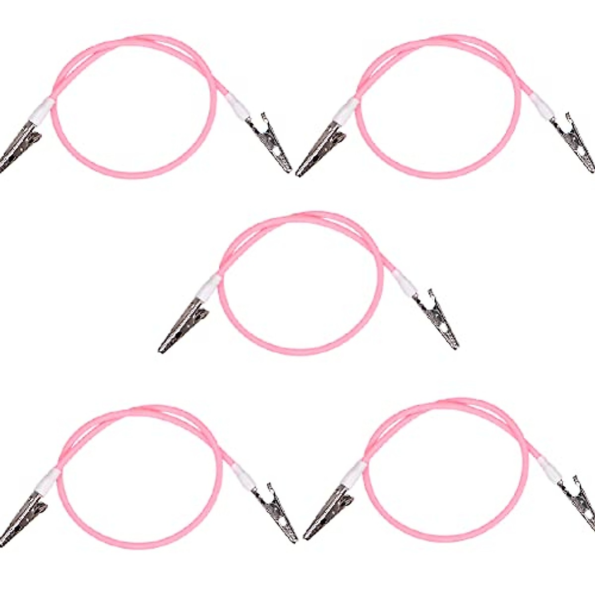 Angzhili 5 Pcs Dental Bib Clips,Silicone Napkin Clip Bib Holders with Colorful Silicone Lanyard and Stainless Steel Clip(Pink)