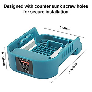 ZLWAWAOL 2 Pack USB Charger Adapter Compatible with Makita 18V Battery 2 USB Holder with Type-C Fast Charging