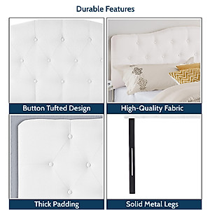 Cassandra Headboards for Full Size Bed, Upholstered Button Tufted Bed Headboard, 12 Adjustable Positions Full Headboard Only, Wall Mounted Headboard, Bed Backboard Linen Fabric Head Board - White