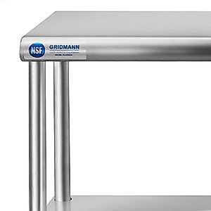 GRIDMANN NSF Stainless Steel Commercial 2 Tier Double Overshelf 48 in. x 12 in. for Kitchen Prep & Work Table